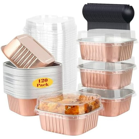 120pack/10oz Mini Cake Tins with Lids, 4”x4” Mini Foil Pans Disposable ...