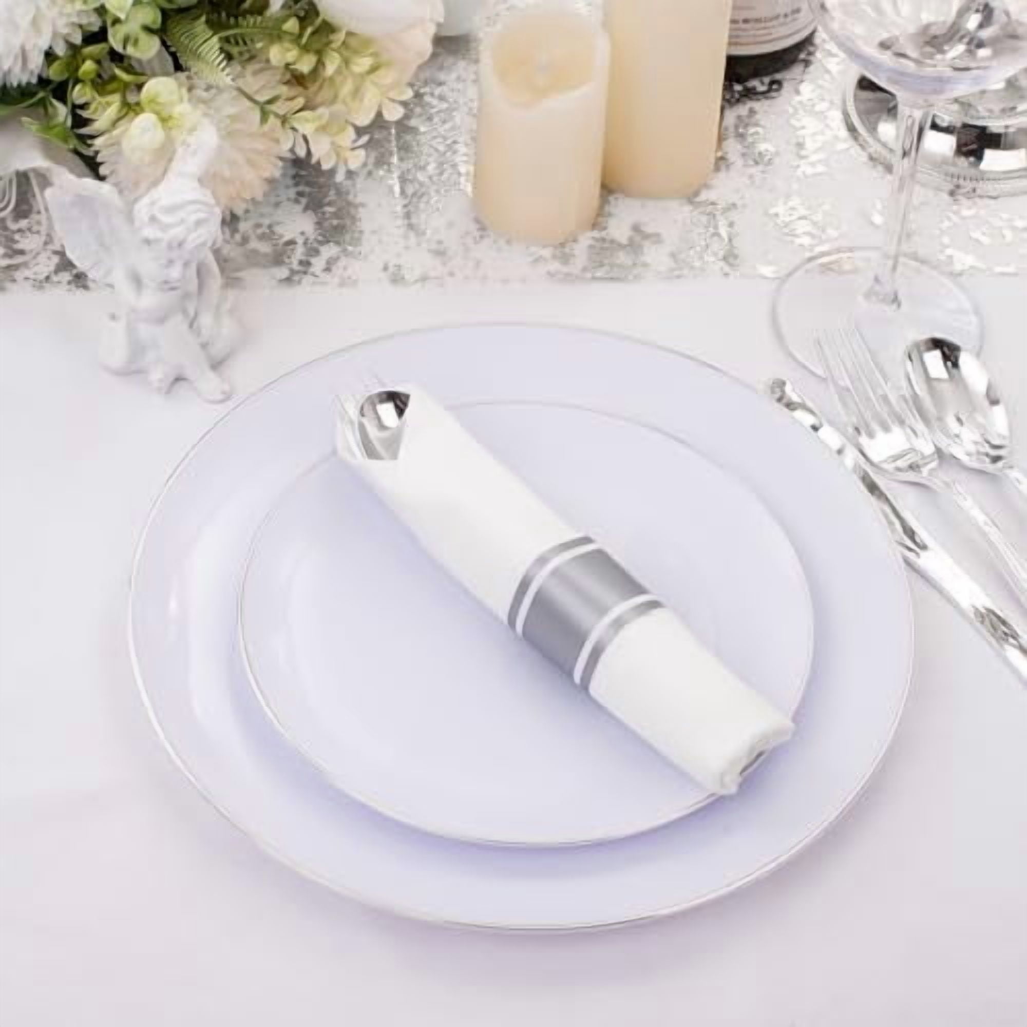 120pack Silver Plastic Silverware,Rolled Plastic Silverware,Pre Rolled ...