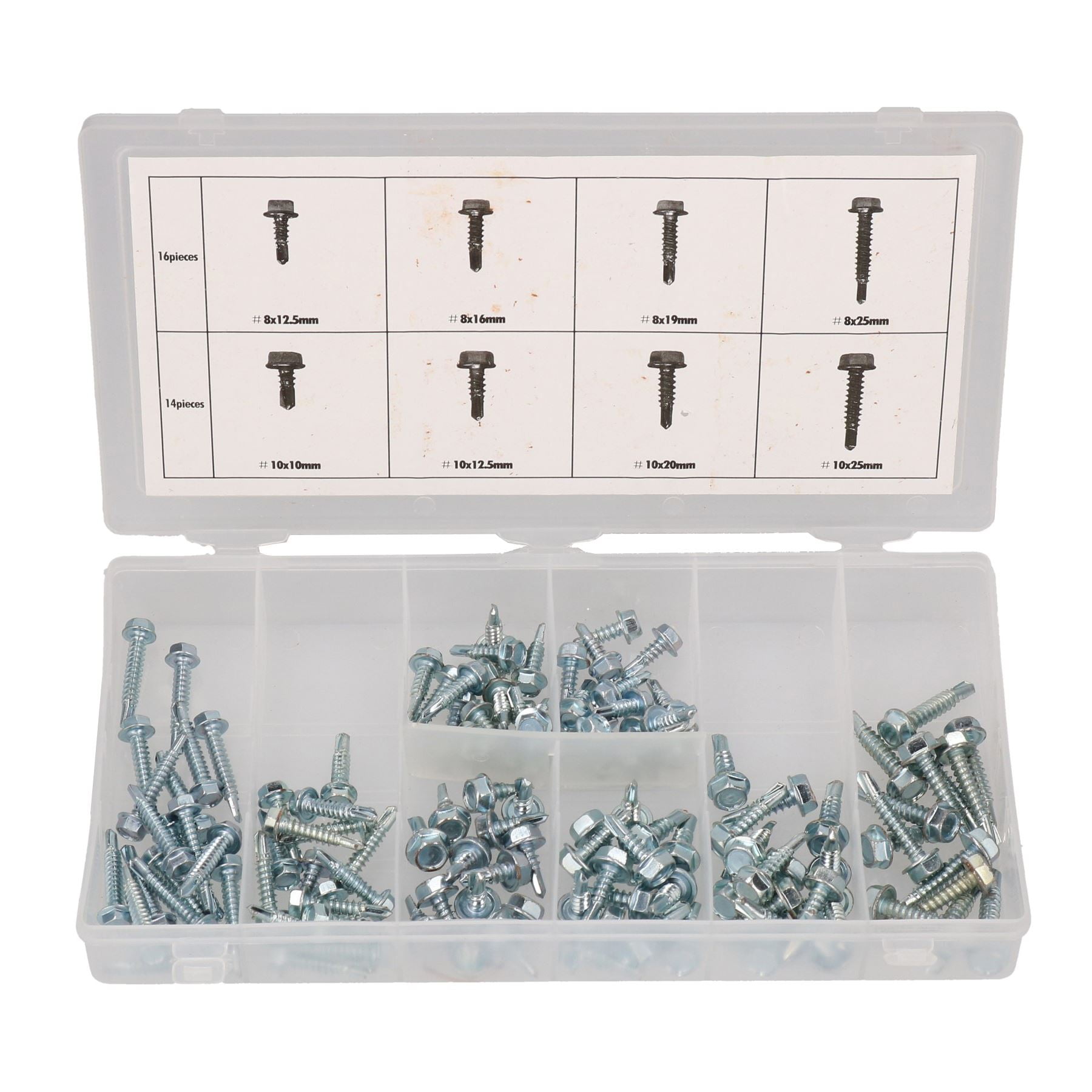 120pc Hexagonal Hex Head Self Drilling Tapping Screws Assortment Set ...