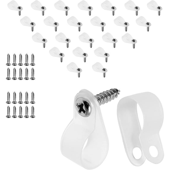120pcs 1/2 Inch R-Type Cable Clamps, Nylon Wire Cable Clips with M4 ...