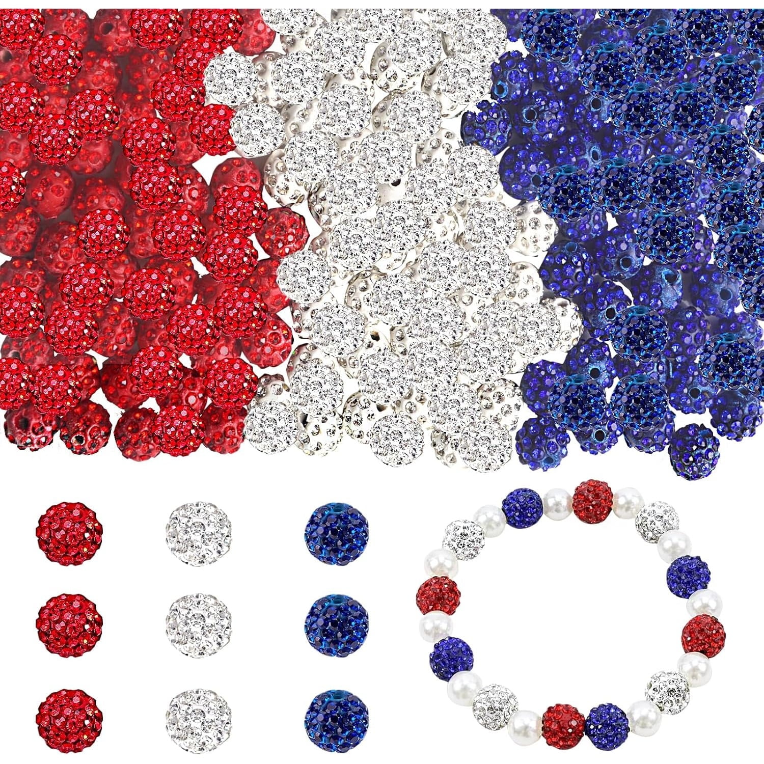 120pcs 10mm Rhinestone Beads for Jewelry Making, Colorful Sparkle Soft ...