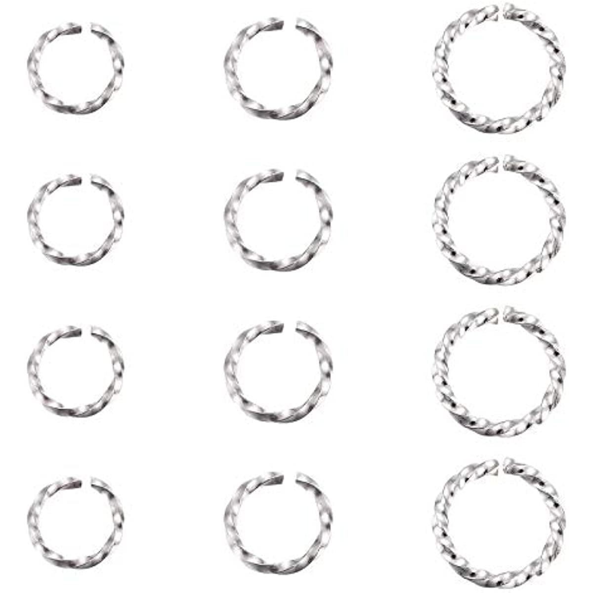 120pcs 3 Sizes Twisted Jumps Rings 304 Stainless Steel Jump Rings Open ...
