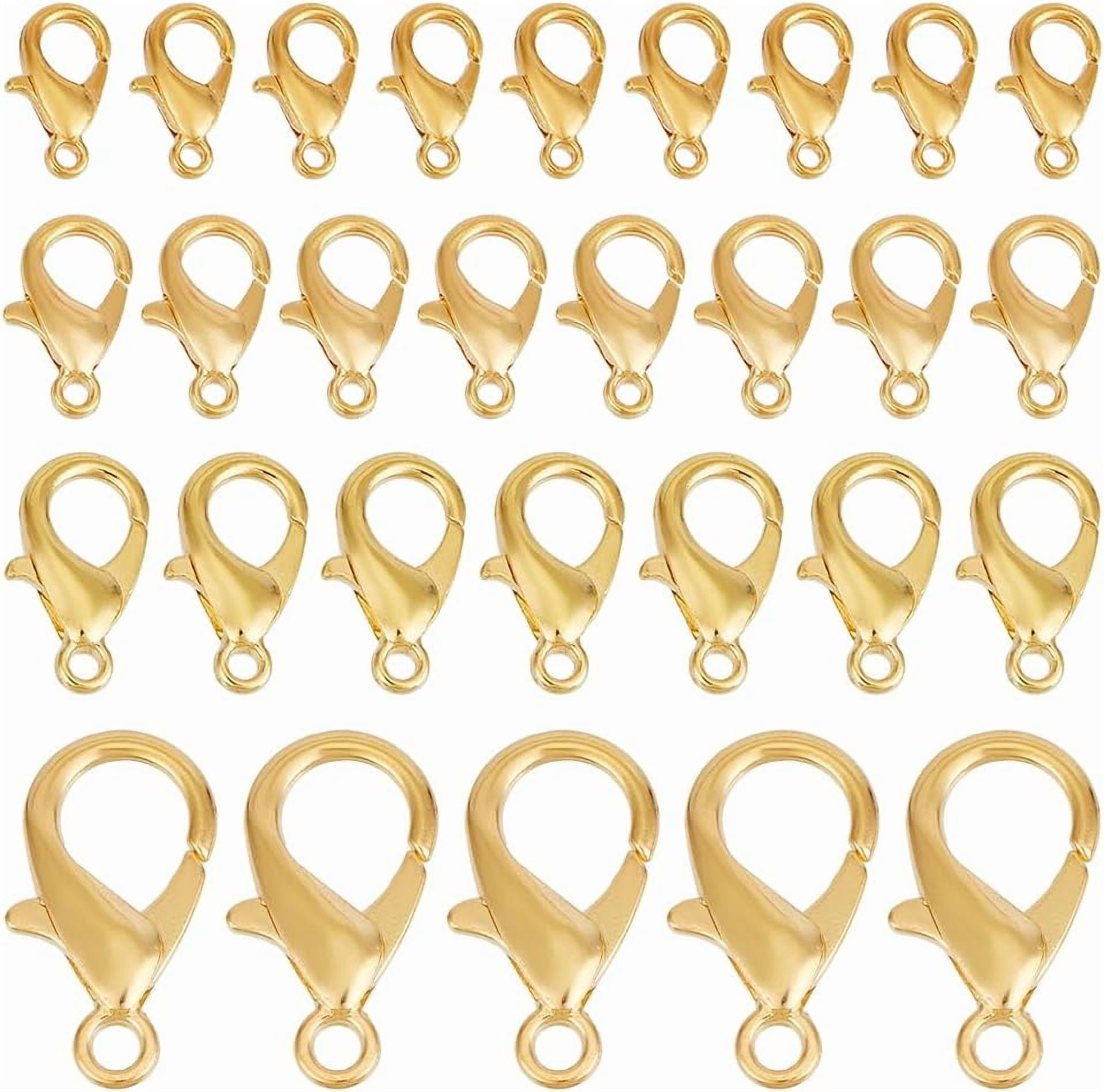 120pcs 4 Size Lobster Claw Clasps Golden Necklace Bracelet Clasps Metal ...