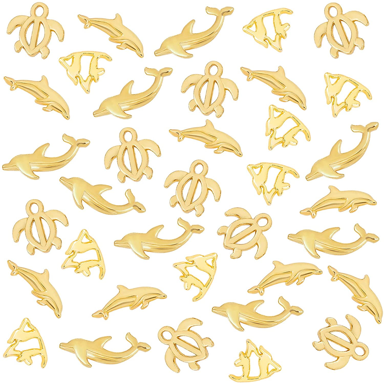 120pcs 4 Style Ocean Themed Resin Filler Sea Turtle Fish Alloy Epoxy ...