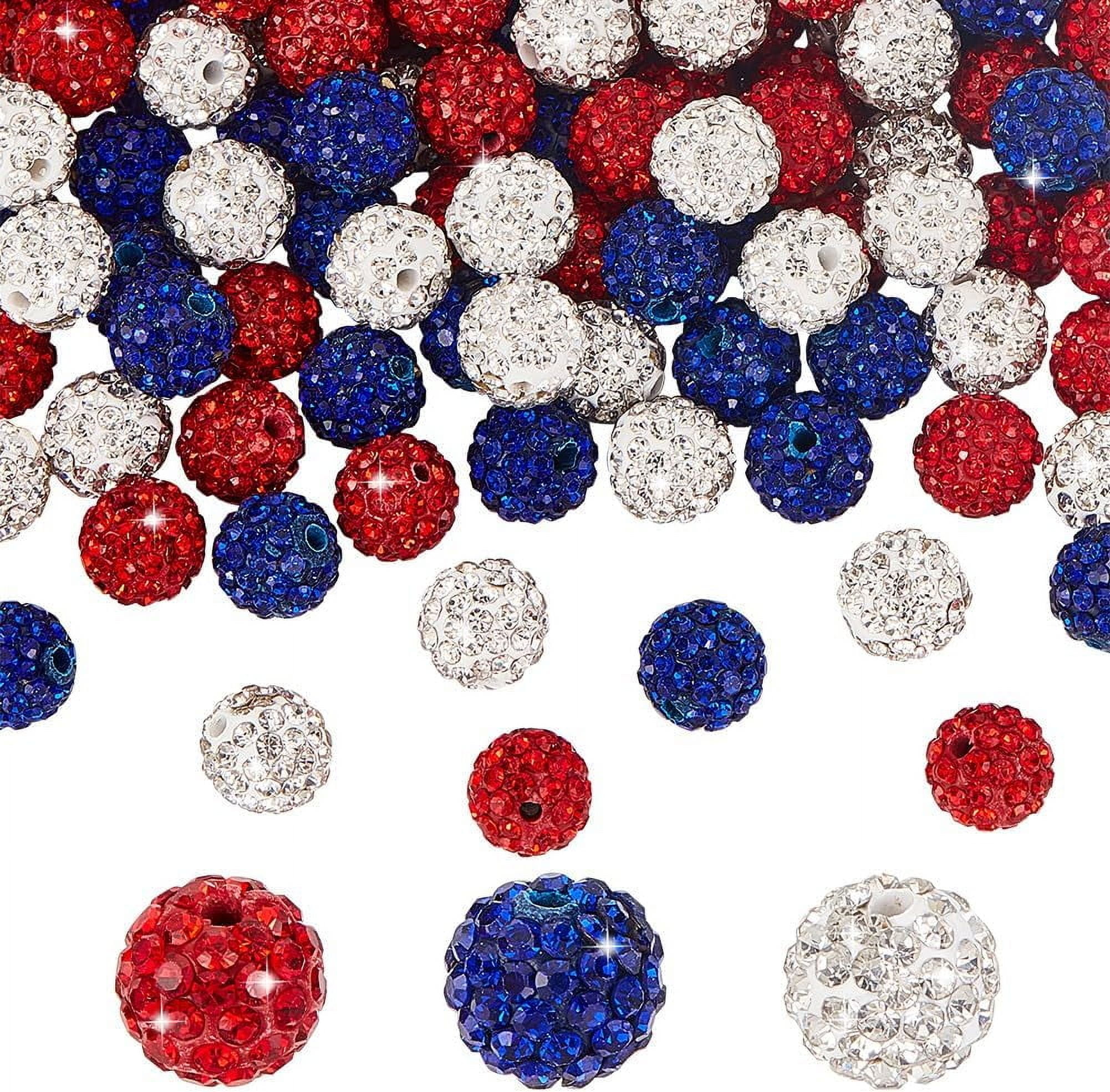 120pcs 4th of July Patriotic Beads 10mm Crystal Beads Red Blue Bead ...