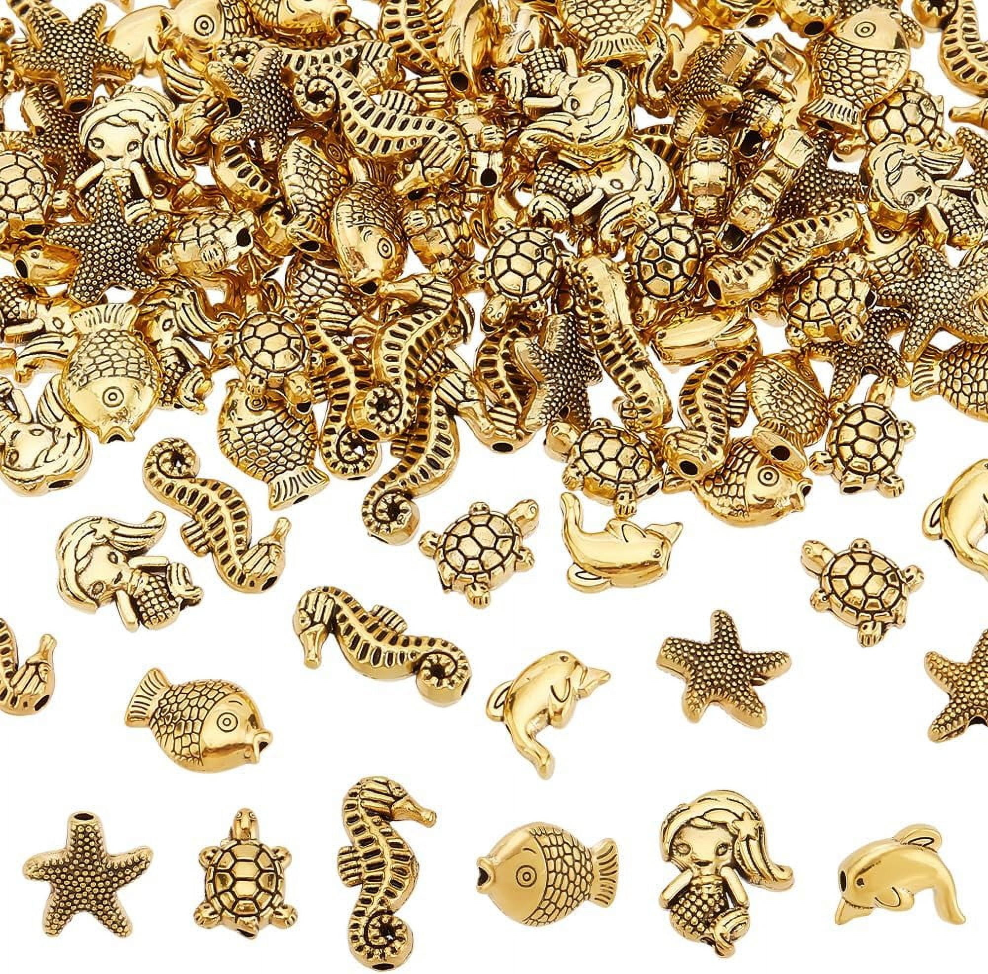 120pcs 6 Styles Ocean Theme Beads: Starfish Seahorse Fish Dolphin Sea ...