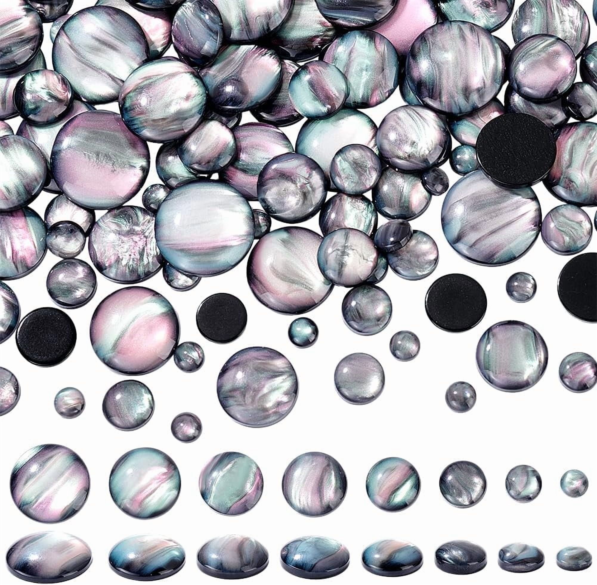120pcs 8 Sizes Imitation Abalone Shell Cabochons Flat Back Cabochons ...