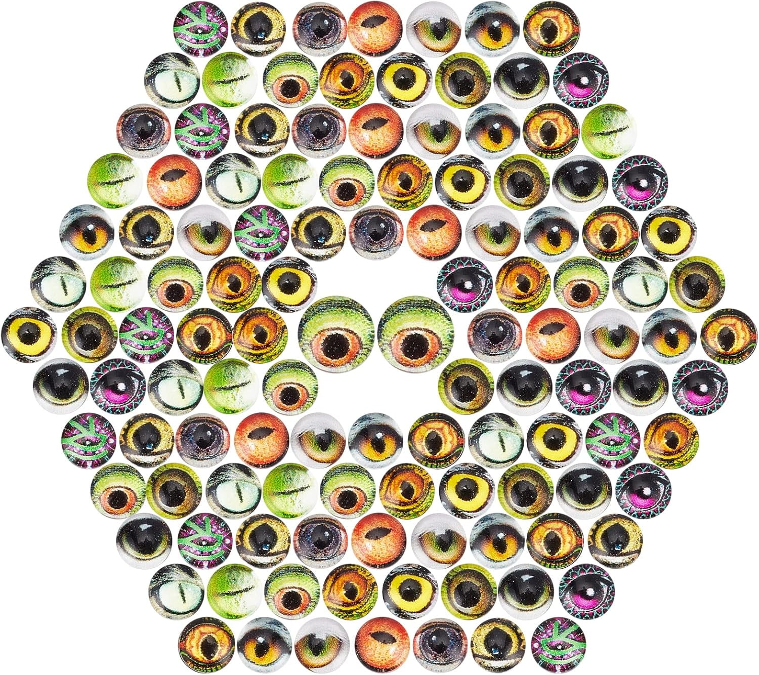 120pcs Animal Eyes Cabochons 6mm 15 Styles Halloween Decor Tiles Glass ...