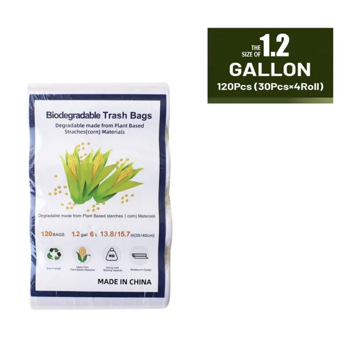 120pcs, Biodegradable Trash Bags. Eco-Friendly Disposable Garbage Bags ...
