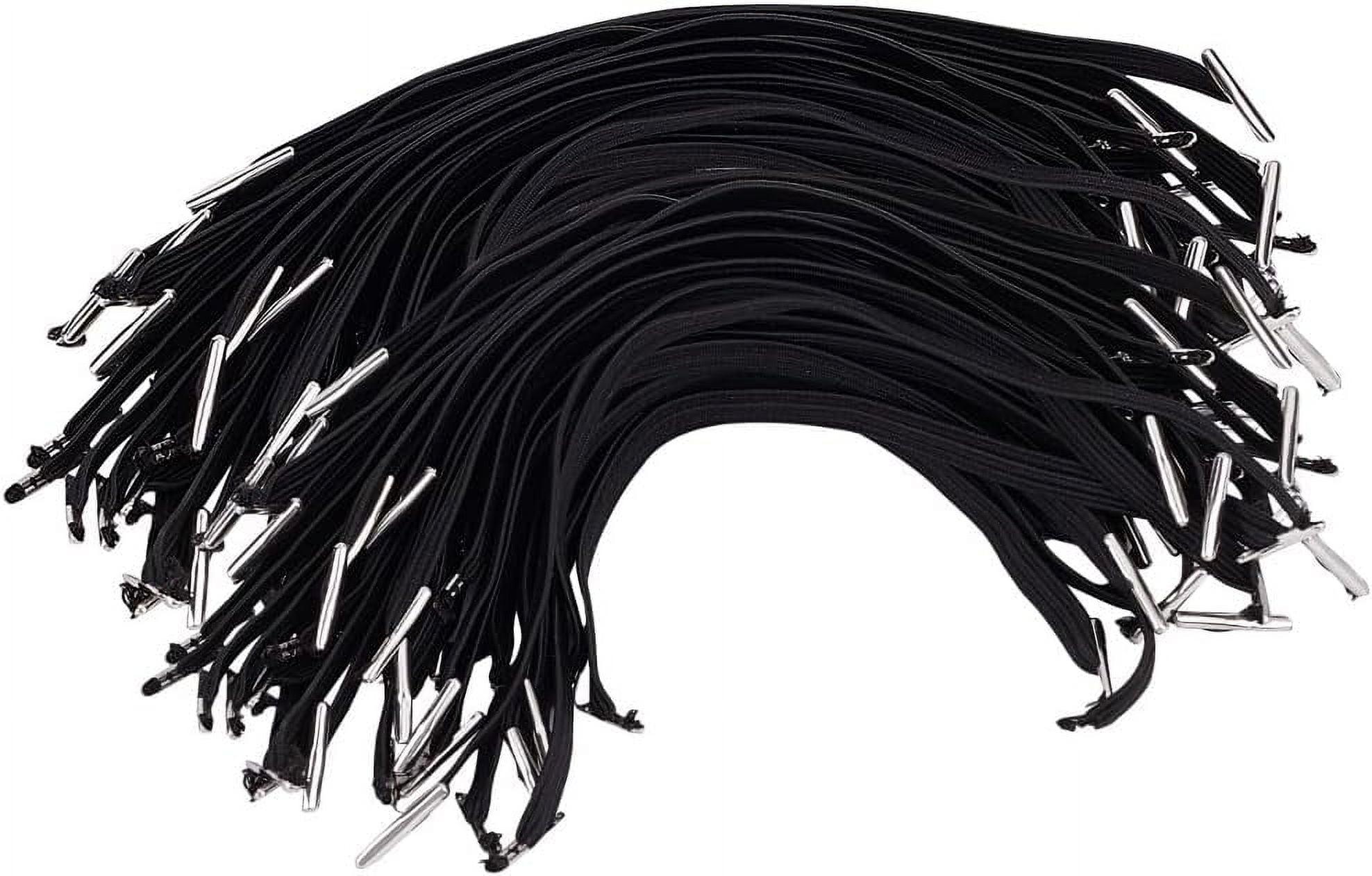 120pcs Black Elastic Barbed Cord Flat Elastic Cord with Metal Barbs 6.4 ...