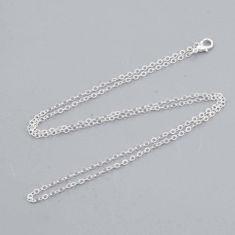 120pcs Brass Cable Chains Necklace Making with Alloy Lobster Claw Clasps Silver 23.6 inch~24.37 ...