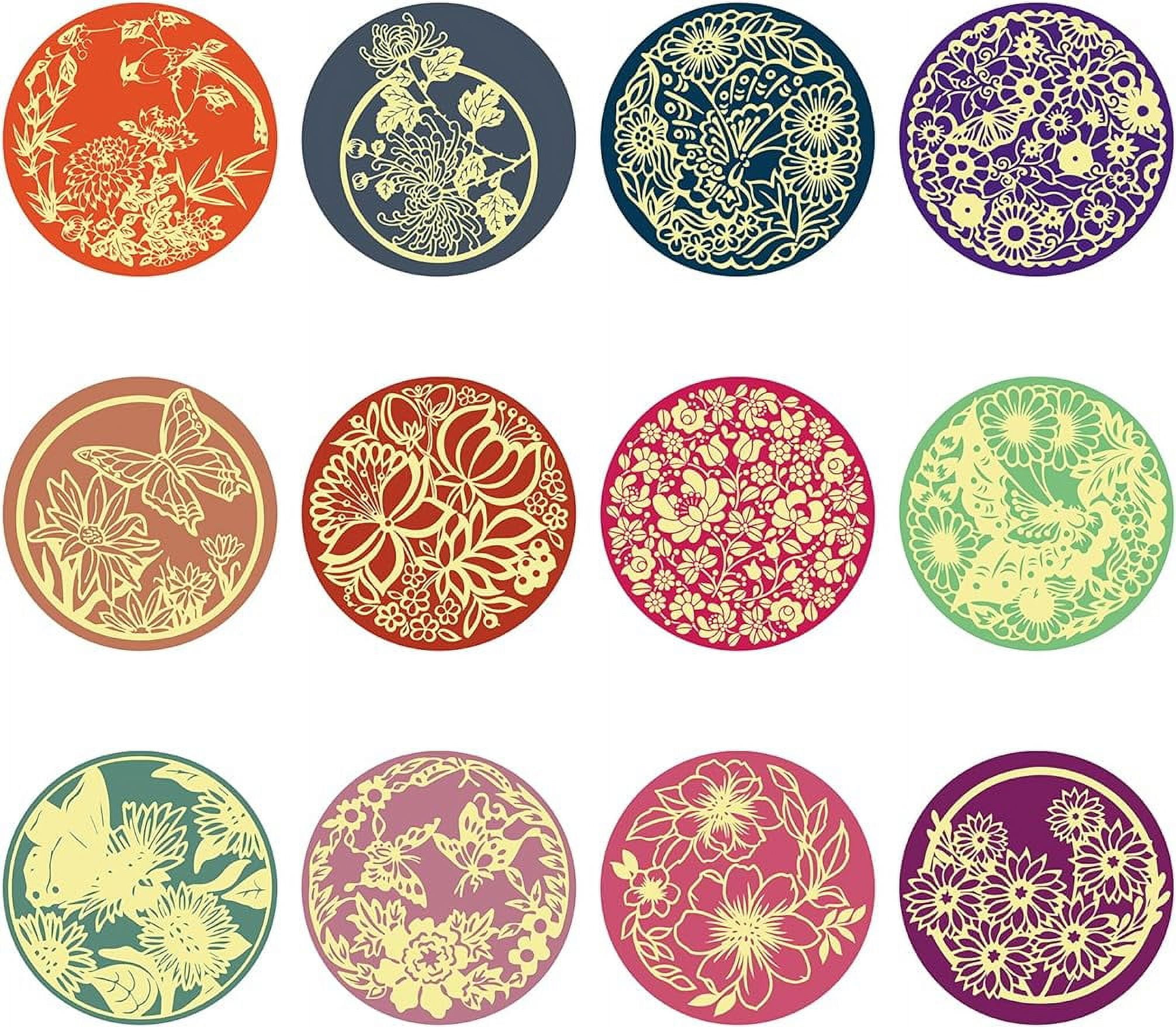 120pcs Butterfly Gold Foil Stickers Embossed Certificate Seals Round ...