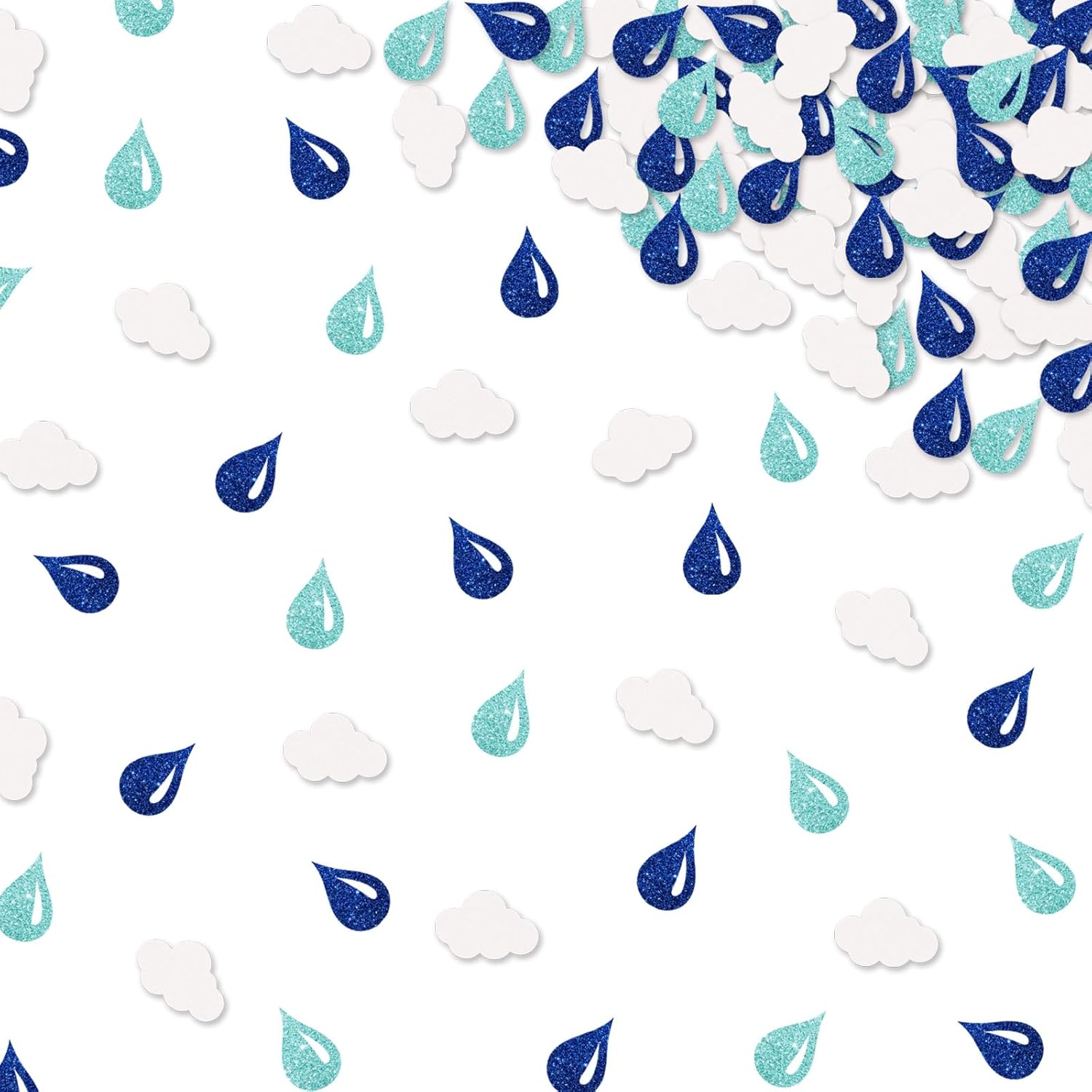 120pcs Cloud Raindrop Confetti, Rain Shower Paper Scatter, Blue Glitter ...