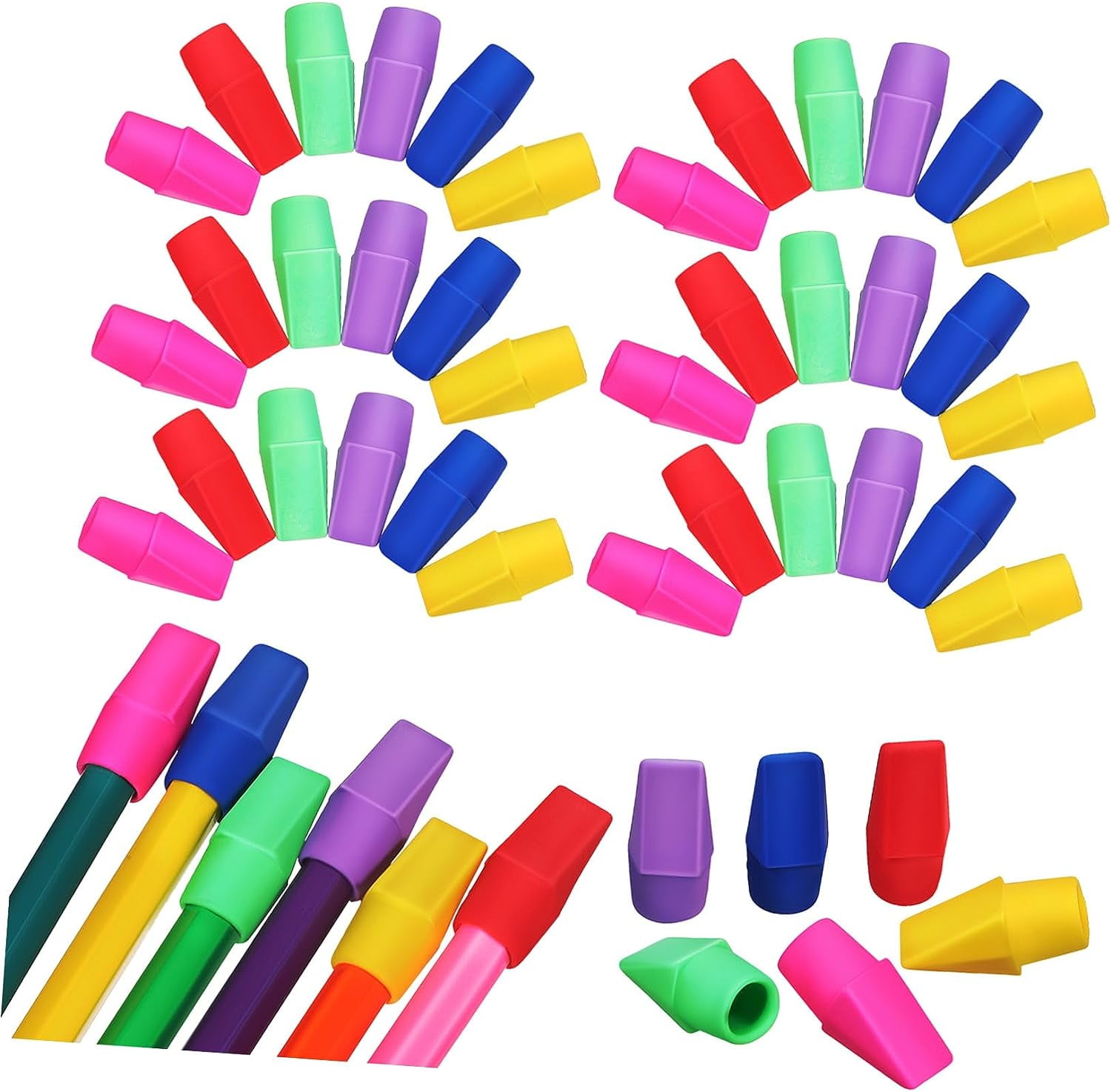 120pcs Color Pencils Pencil Cap Erasers Pencils Bulk Pencil Erasers Set ...
