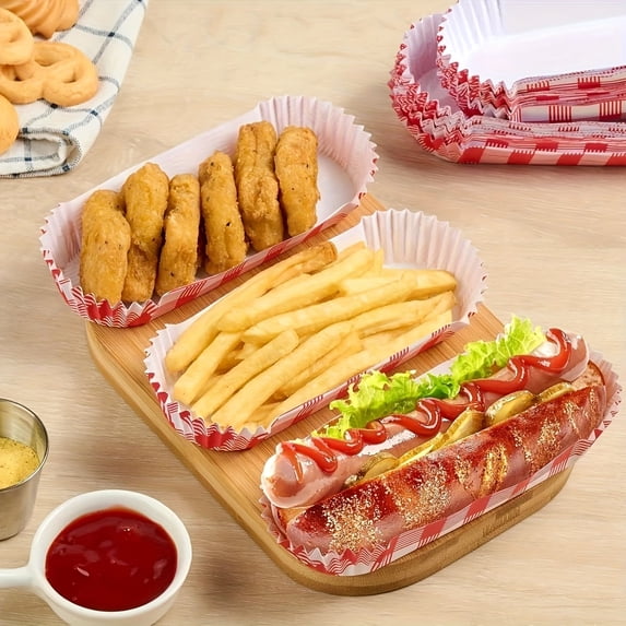 120pcs Disposable Hot Dog Trays - Large Capacity Sandwich Containers ...