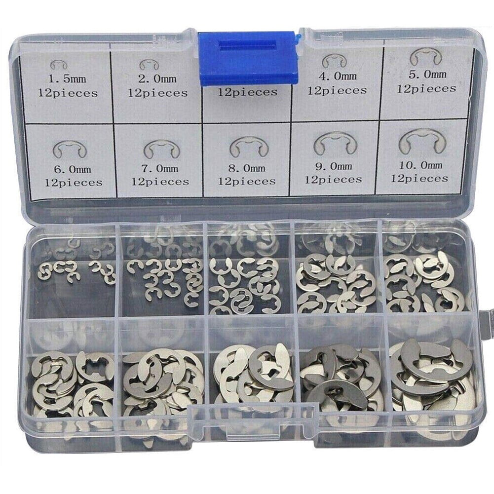 120pcs E Clips C CIRCLIPS Kit Stainless Steel Retaining Ring Assorted 1 ...