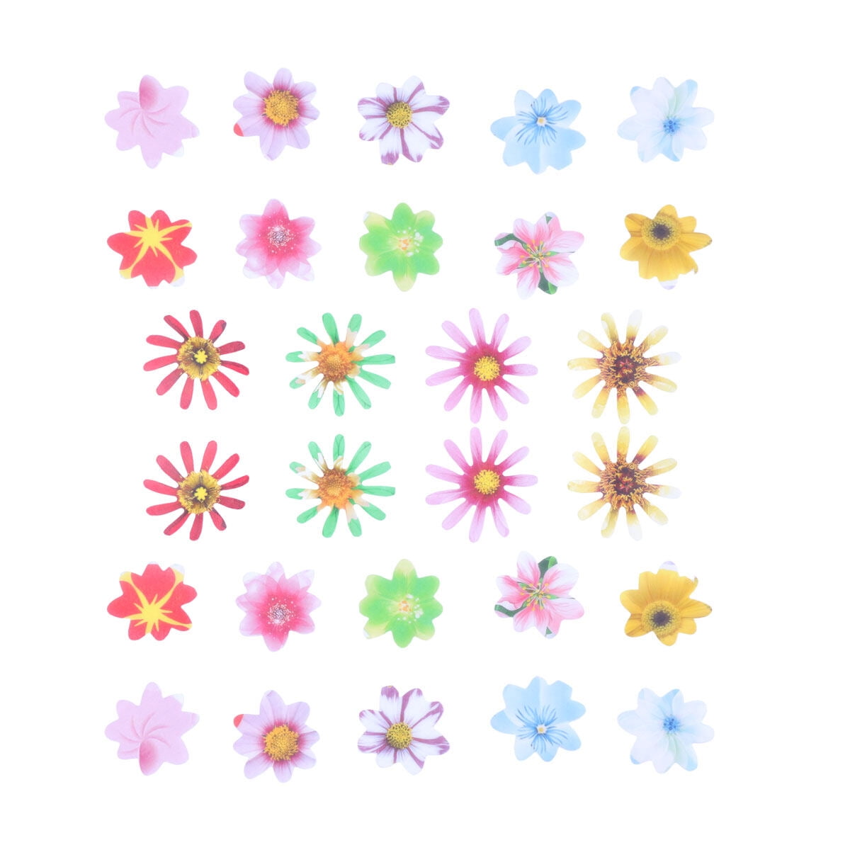 120pcs Edible Rice Paper Flowers Wafer Paper Flower Colorful Cupcake ...