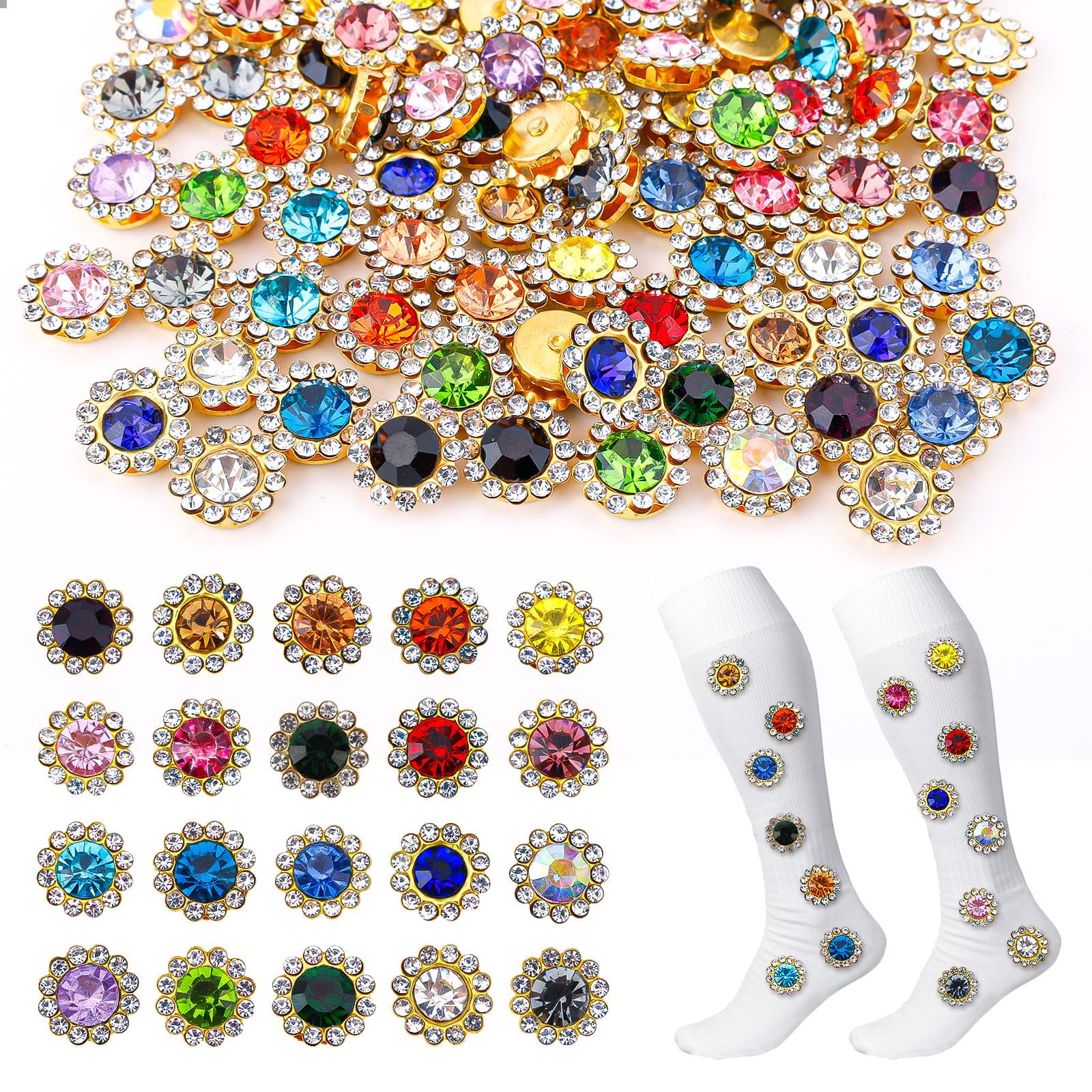 120pcs Flower Shaped Rhinestones, 20 Types Sew on Bedazzling ...