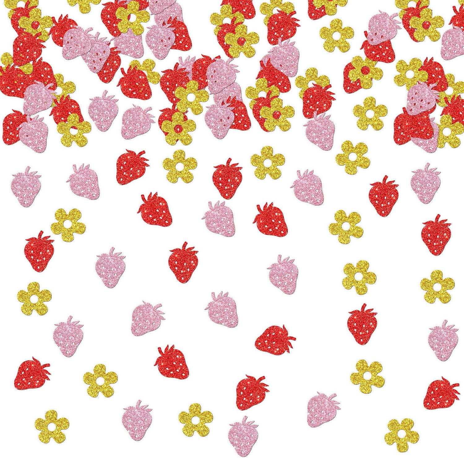120pcs Glitter Strawberry Confetti, Kids Boy Girl Birthday, Fruit Theme ...