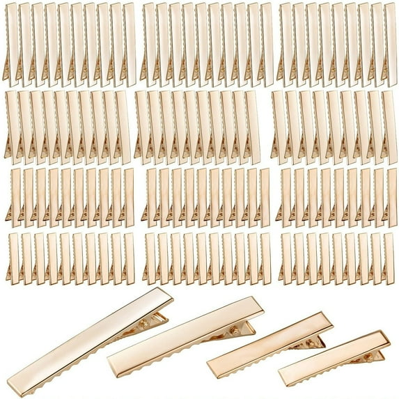 120pcs Gold Alligator Bow Clips Metal Single Prong Hair Curl Clips Flat ...