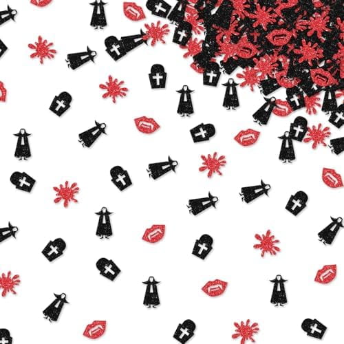 120pcs Horror Confetti, Bloody Table Confetti, Red&Black Glitter ...