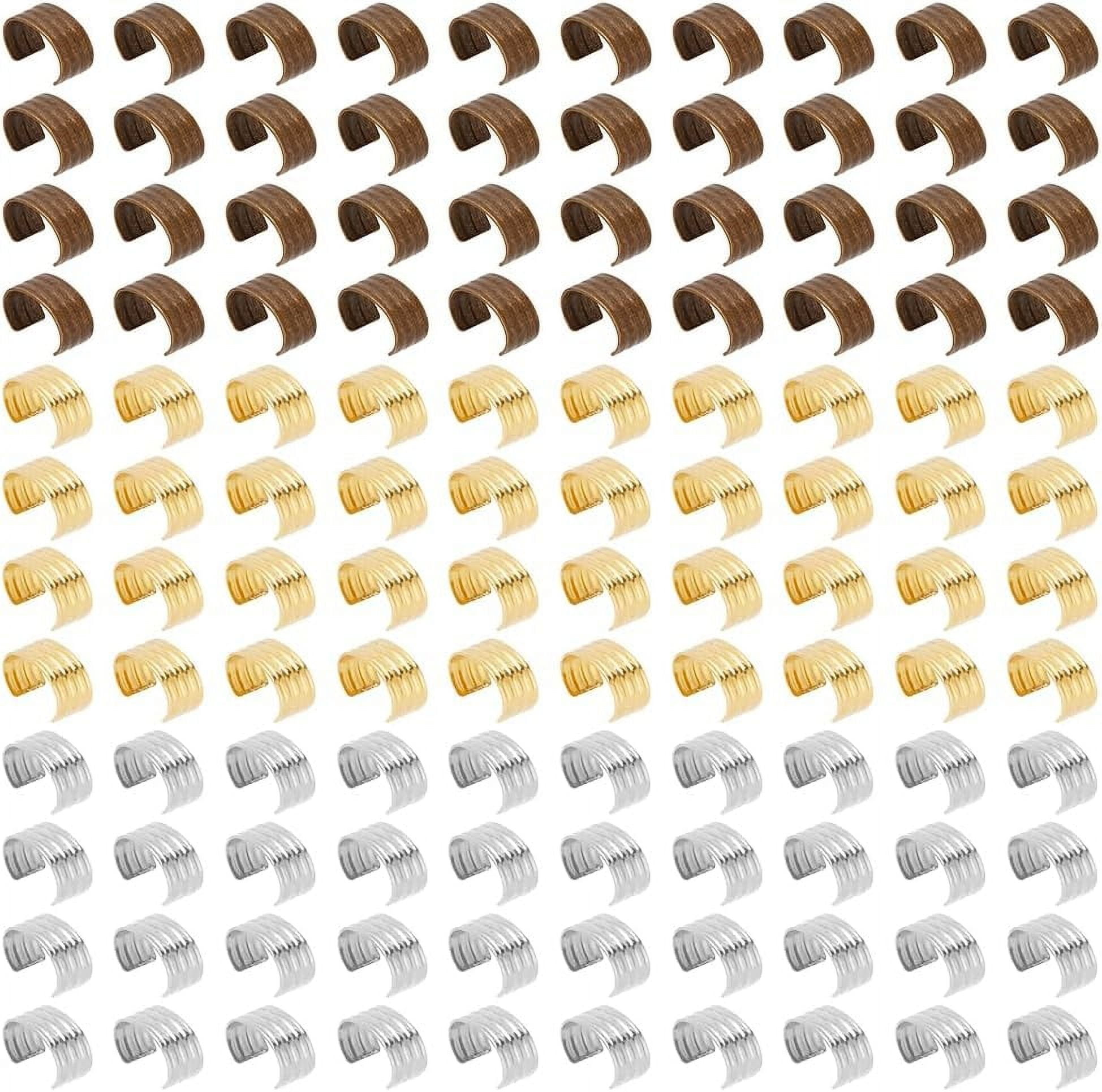 120pcs Leather Rope Clips 3 Colors Foldable Cylindrical Cord End 13x6mm ...