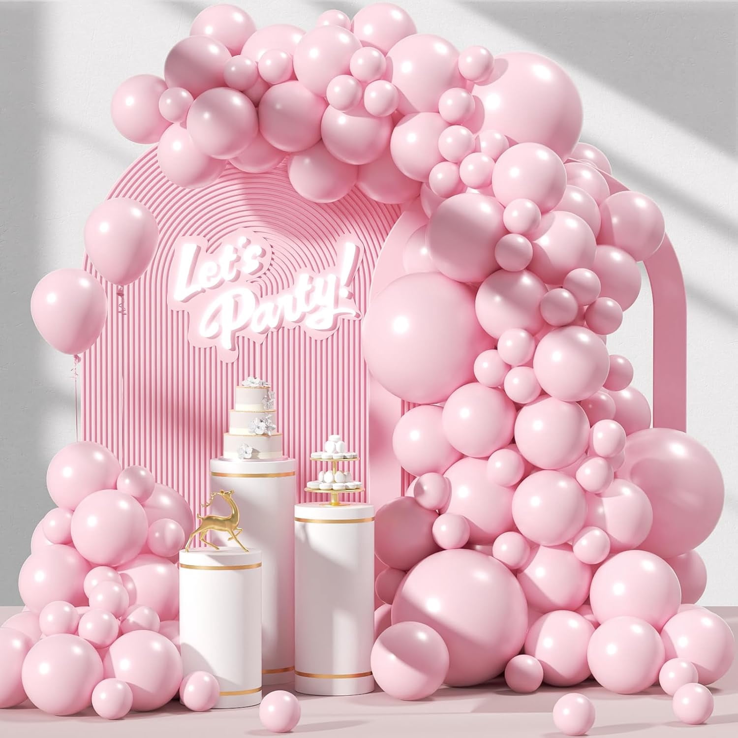 120pcs Light Pink Balloon Arch Kit, 18 12 10 5 inch Pastel Pink Latex ...