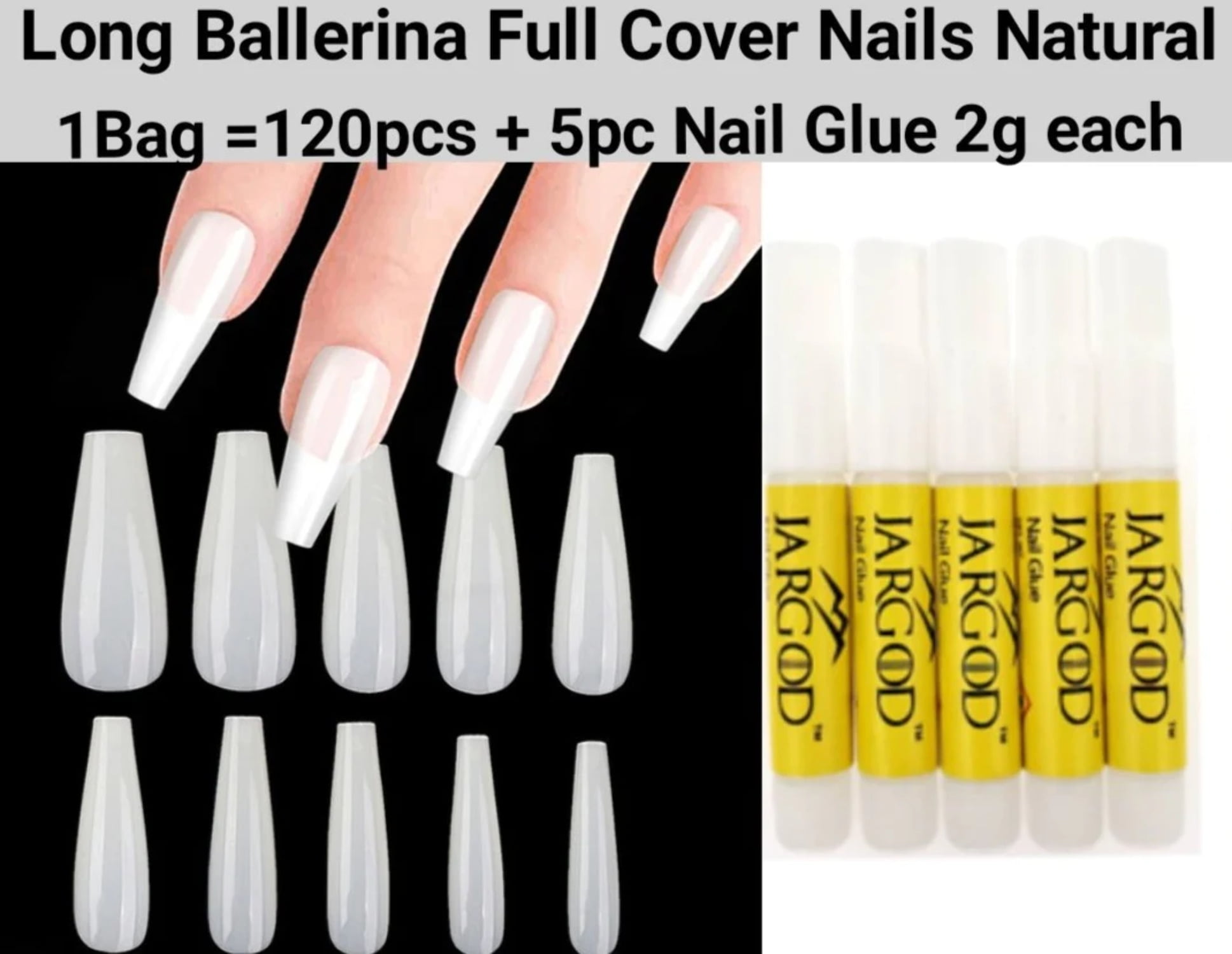 120pcs Long Ballerina Coffin Full Cover Fake Nails False Nail