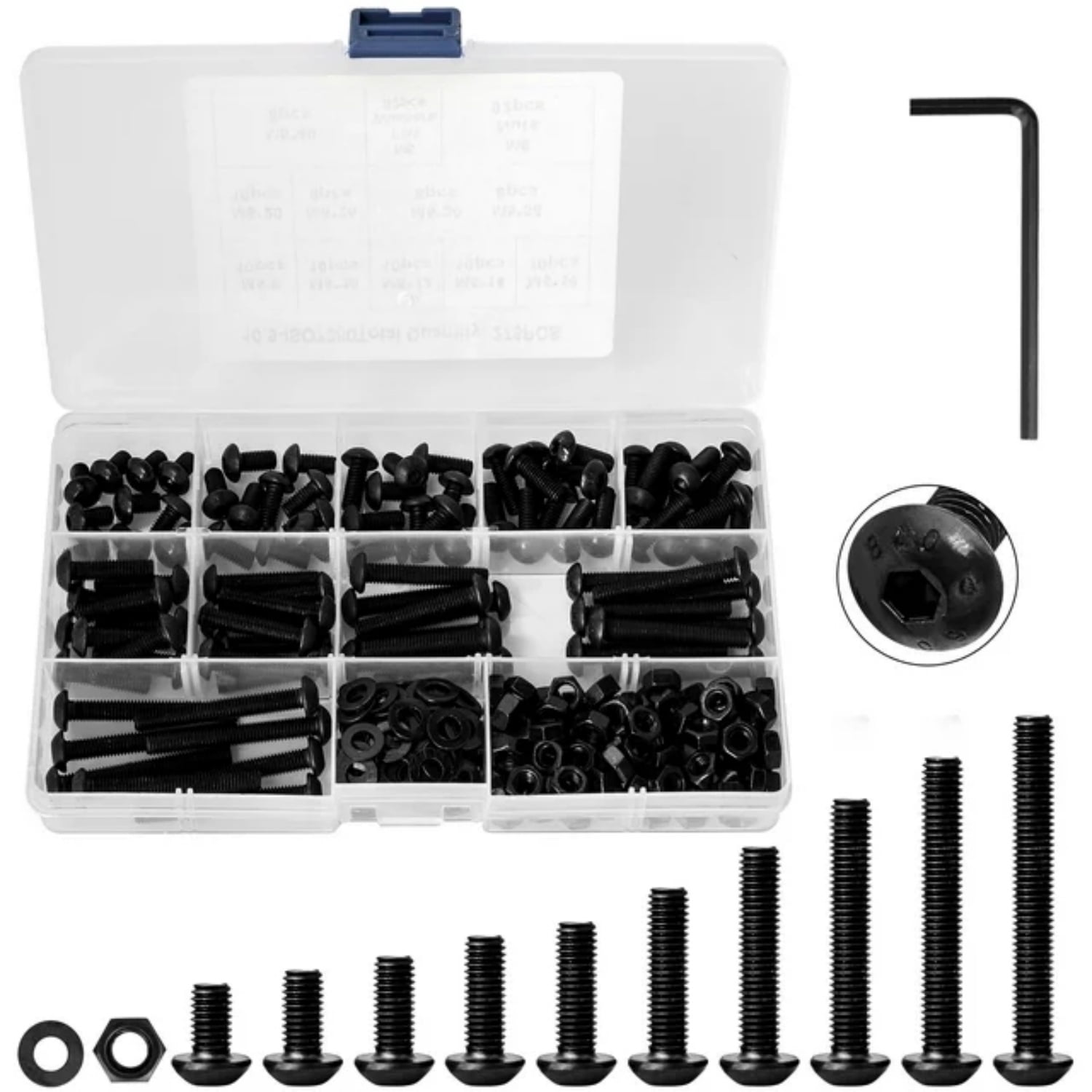 120pcs M8 Nuts and Bolts Assorted Set,Metric Button Head Hex Socket Head Cap Machine Screws ...