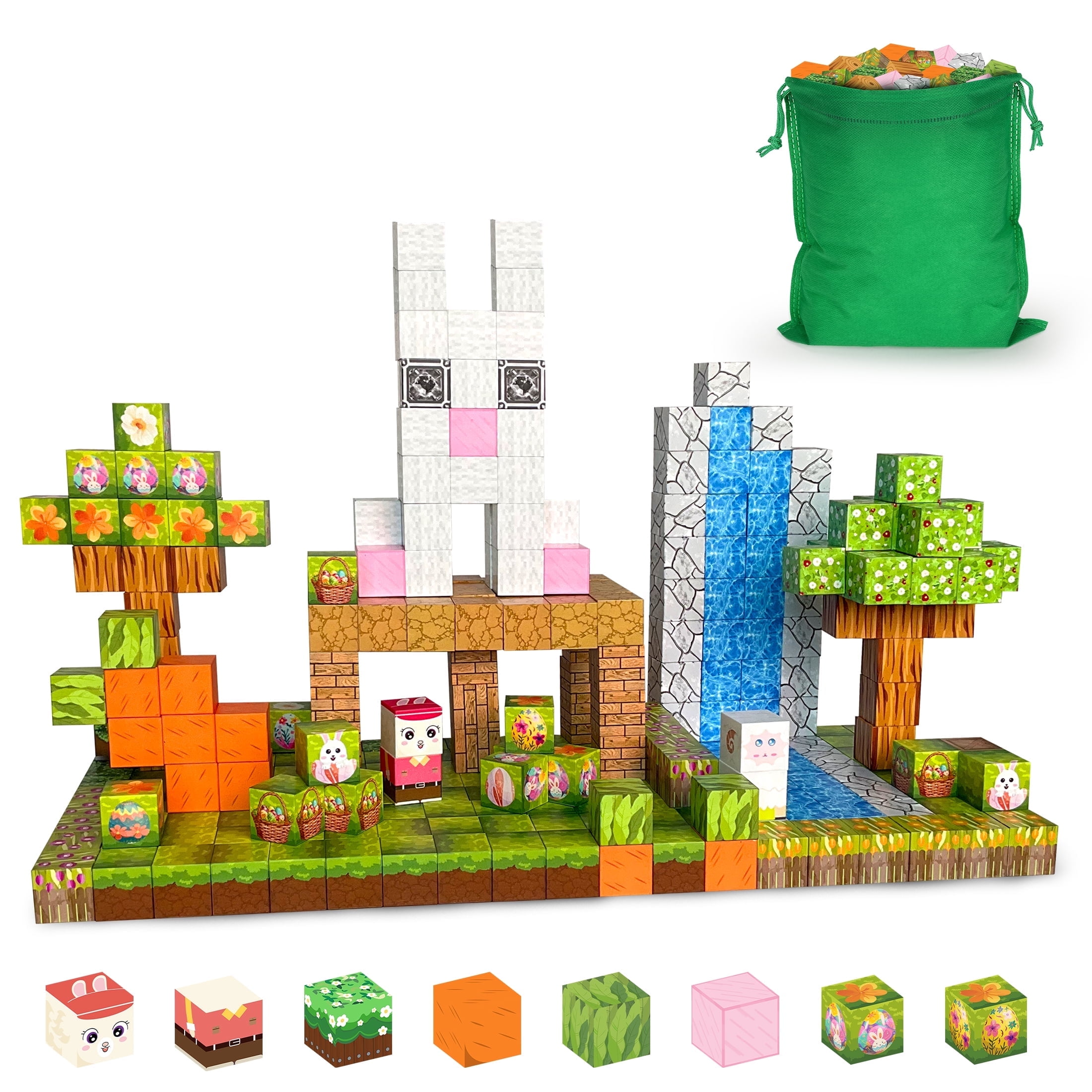 120pcs Magnetic Blocks-Easter Egg Bunny Magnet World Set For For Boys ...