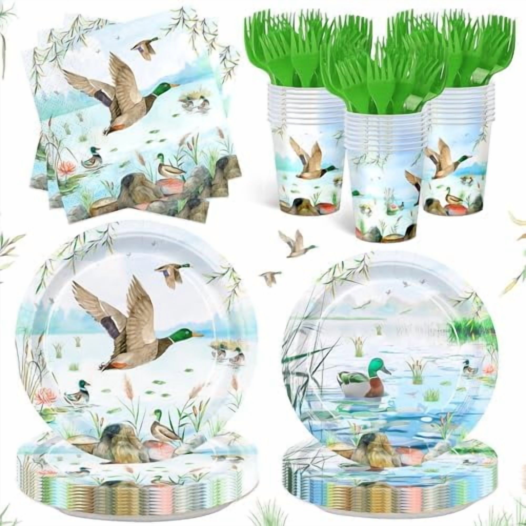 120pcs Mallard Duck Birthday Party Supplies Duck Baby Shower Decoration ...