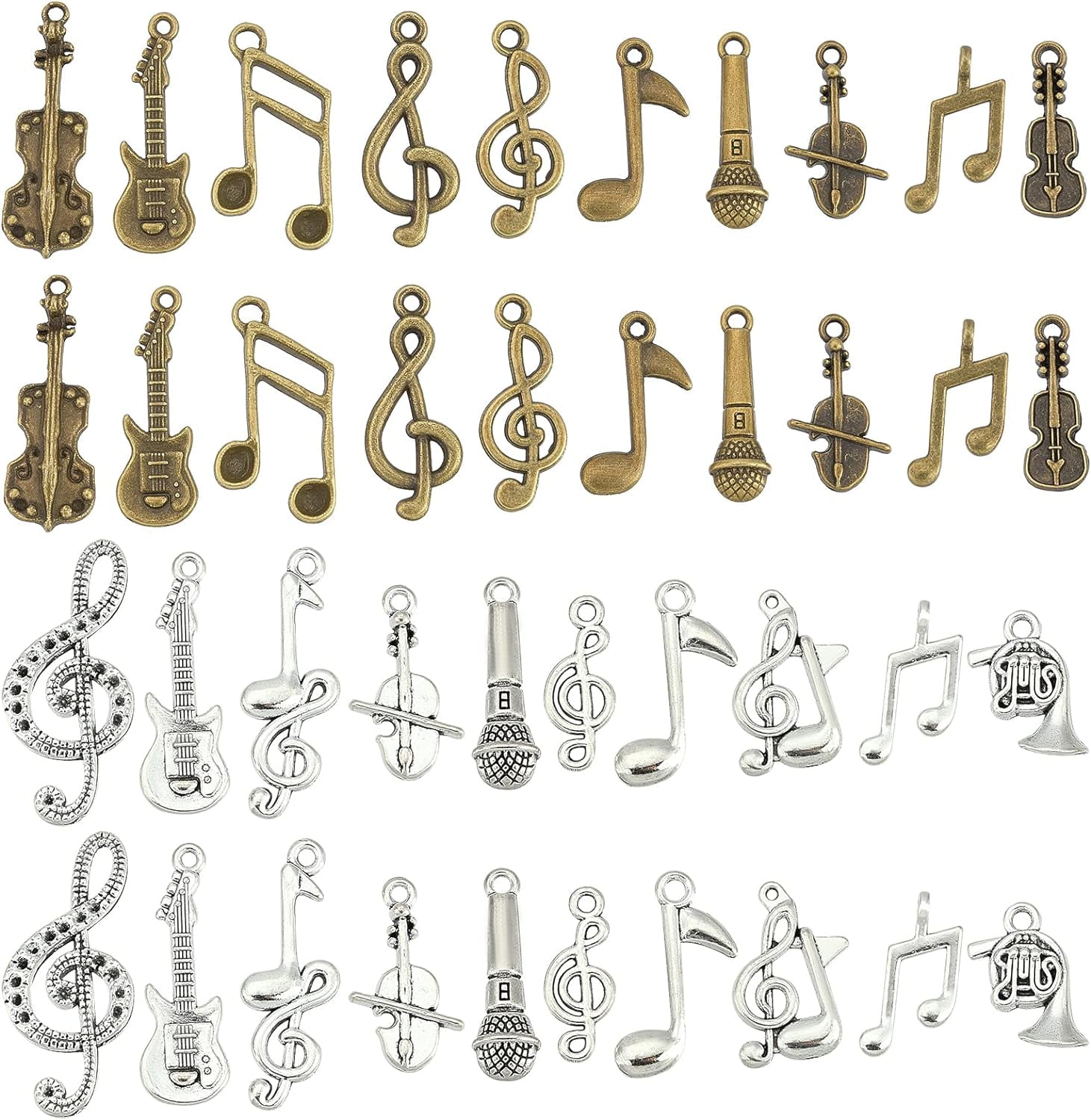 120pcs Music Charms 20 Styles Musical Instrument Pendants Notes Symbol ...