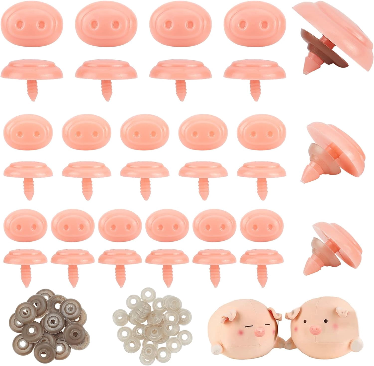 120pcs Oval Craft Pig Nose 5 Size Plastic Animal Safety Nose with 60pcs ...