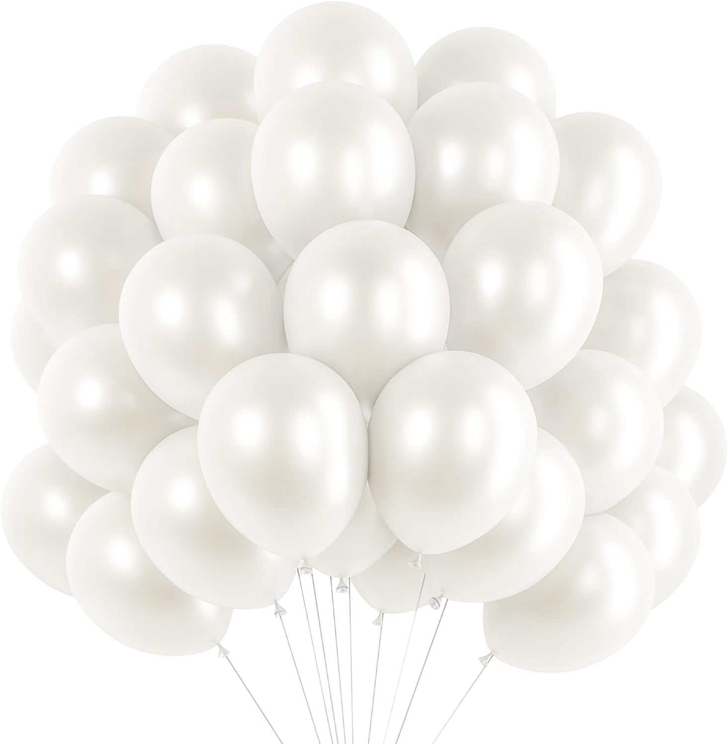 120pcs Pearl White Balloons 12 Inches White Balloons, Bright Color ...