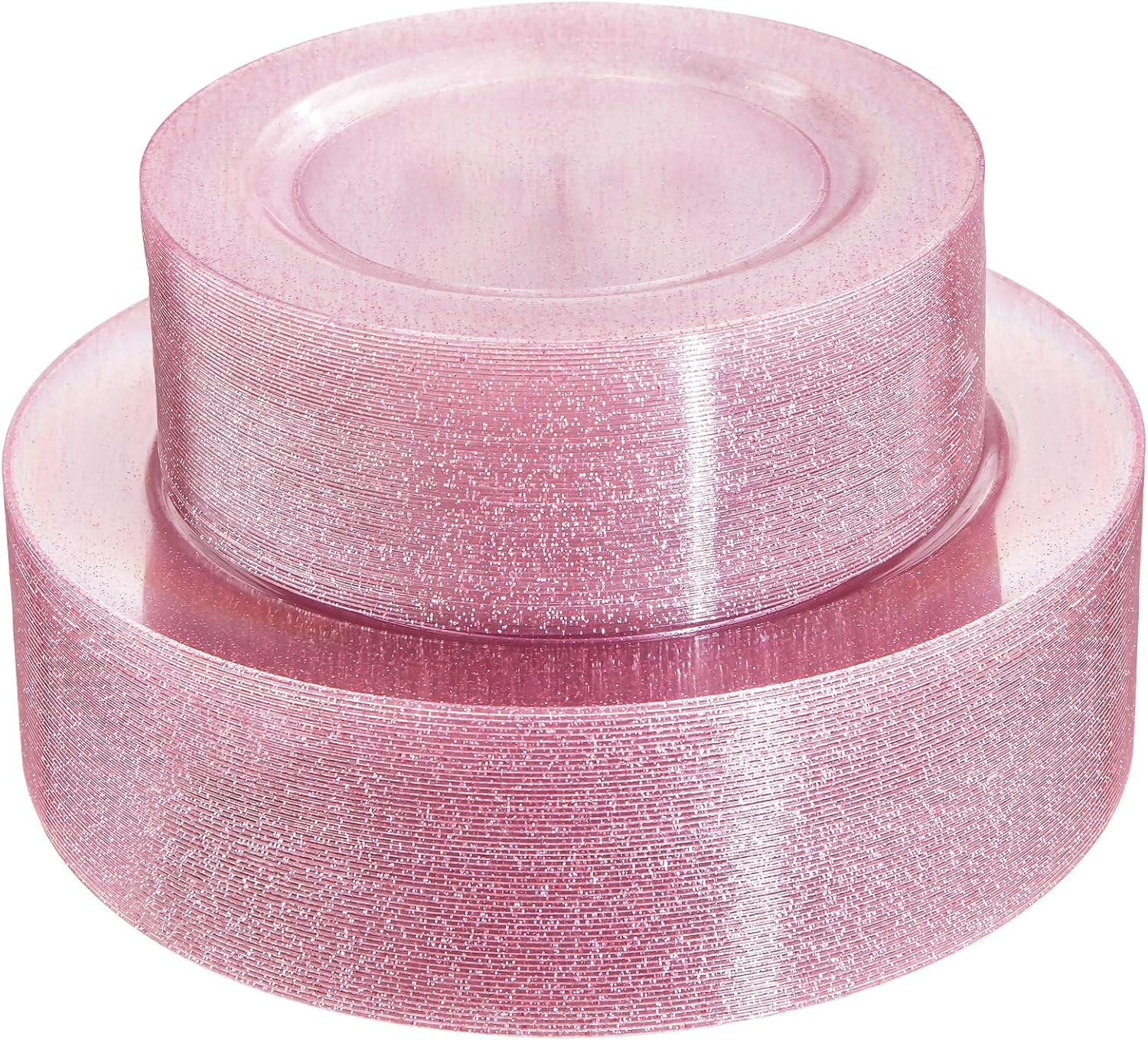120pcs Pink Plastic Plates Disposable - Clear Pink Glitter Plates for ...