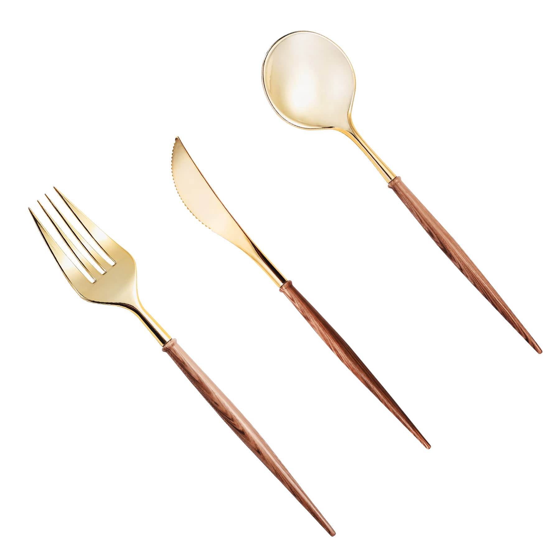 120pcs Plastic Silverware Disposable Cutlery With Wood Grain Handle ...