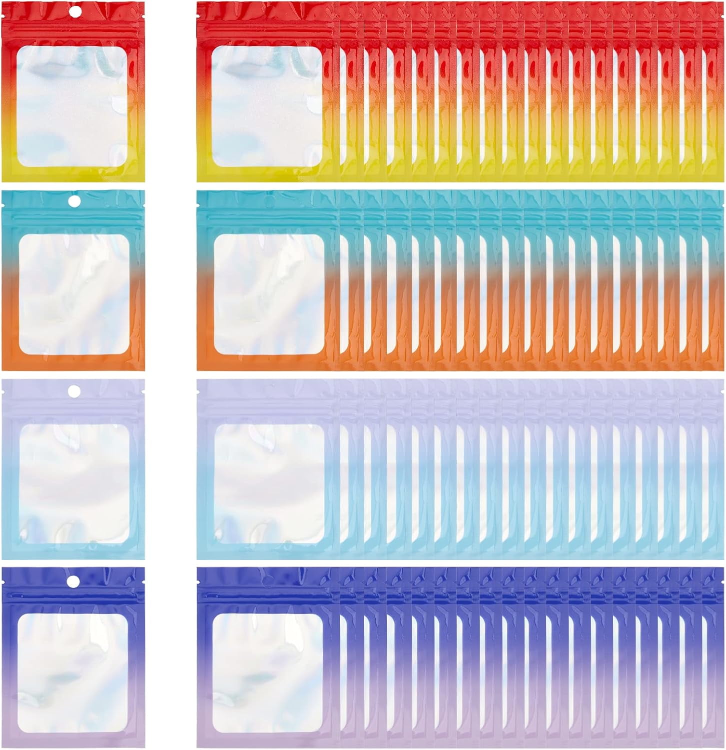 120pcs Rainbow Smell Proof Bag 4 Colors Airtight Sealing Bag 4.6x3.5 ...