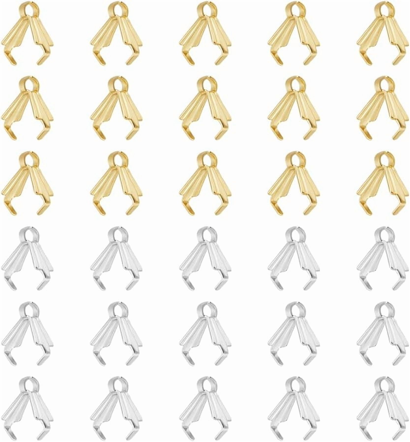 120pcs Real 18K Gold Plated Ice Pick Pinch Bails 8mm Stainless Steel ...