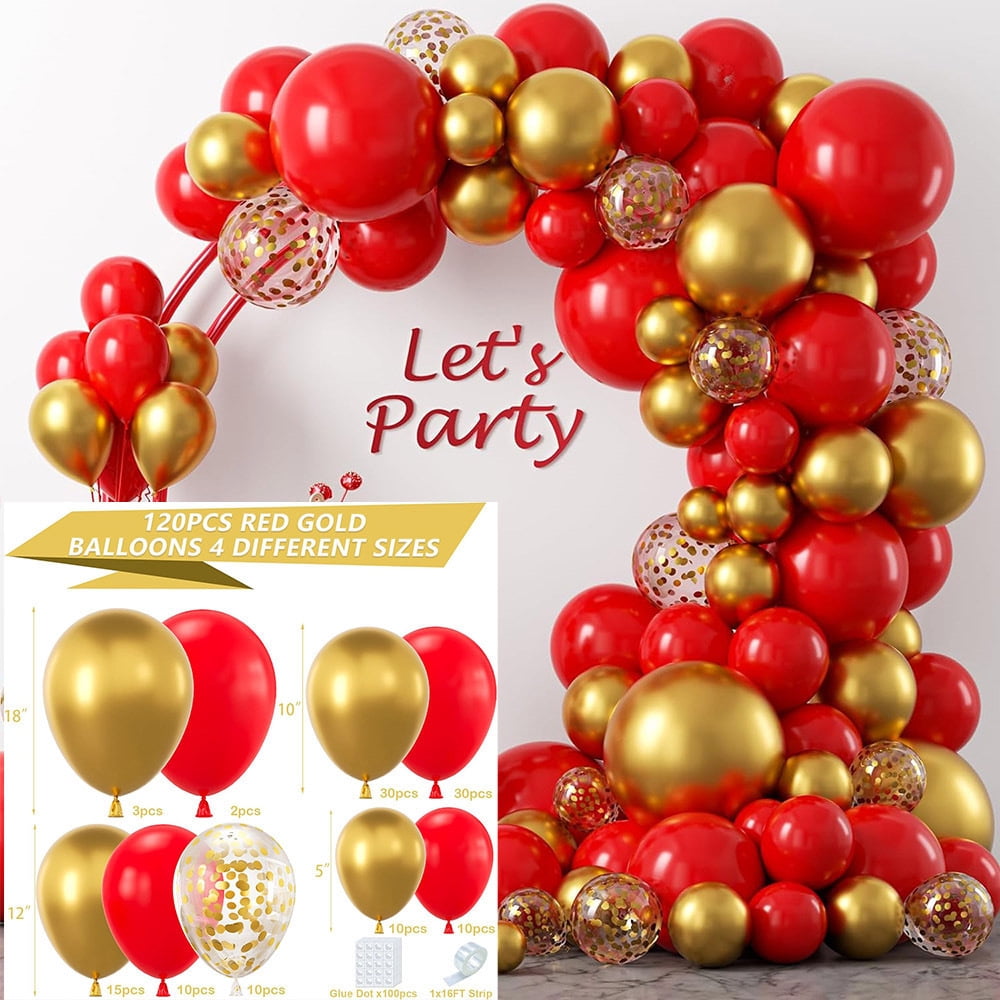 120pcs Red Balloon Kit, Different Sizes Pack for Birthday Graduation ...