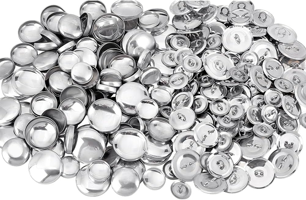120pcs Round Button Covers Fabric Covered Buttons DIY 14/18/21mm Button ...