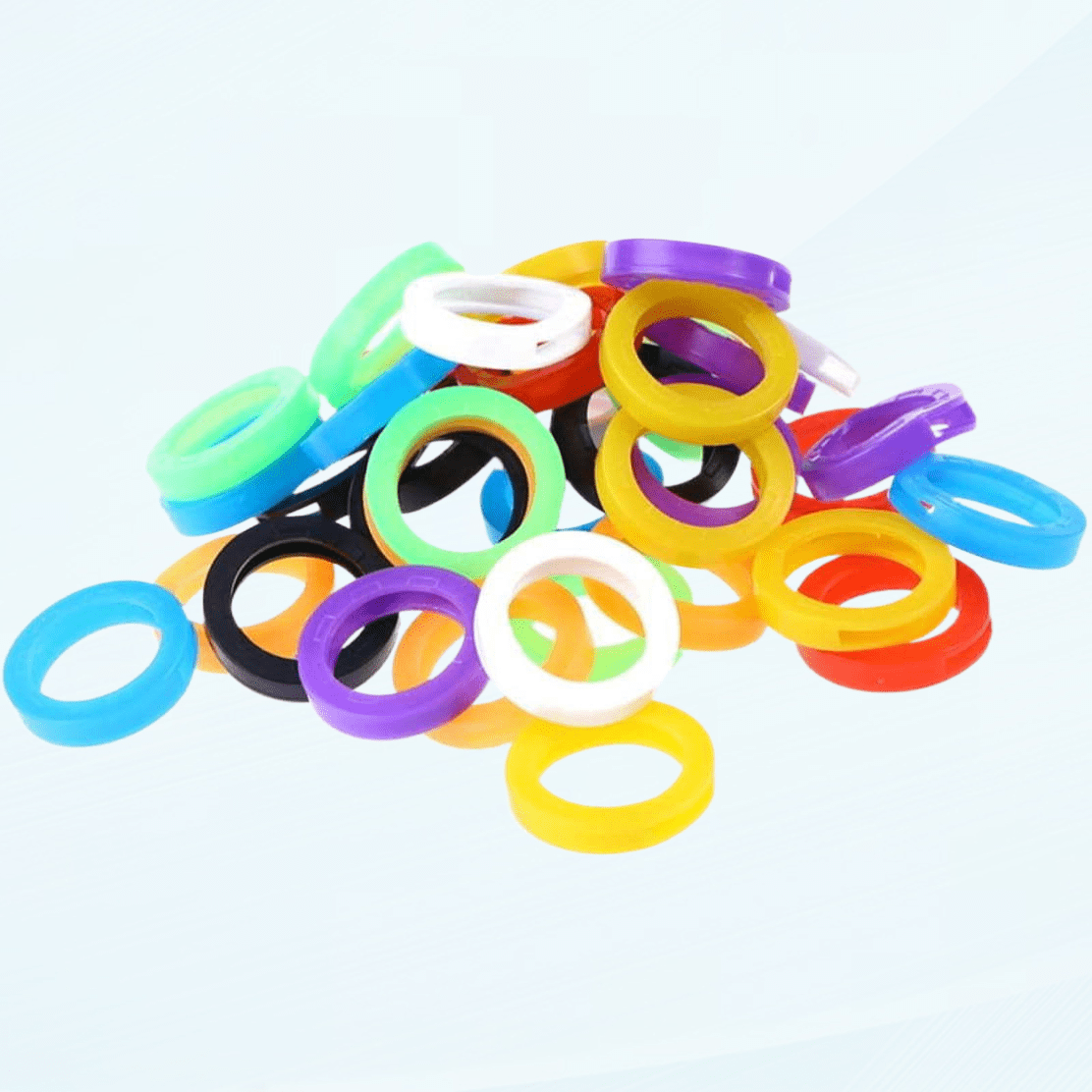 120pcs Silicone Keyboard Colored Tabs Key Ring Tags Coding System Tag ...