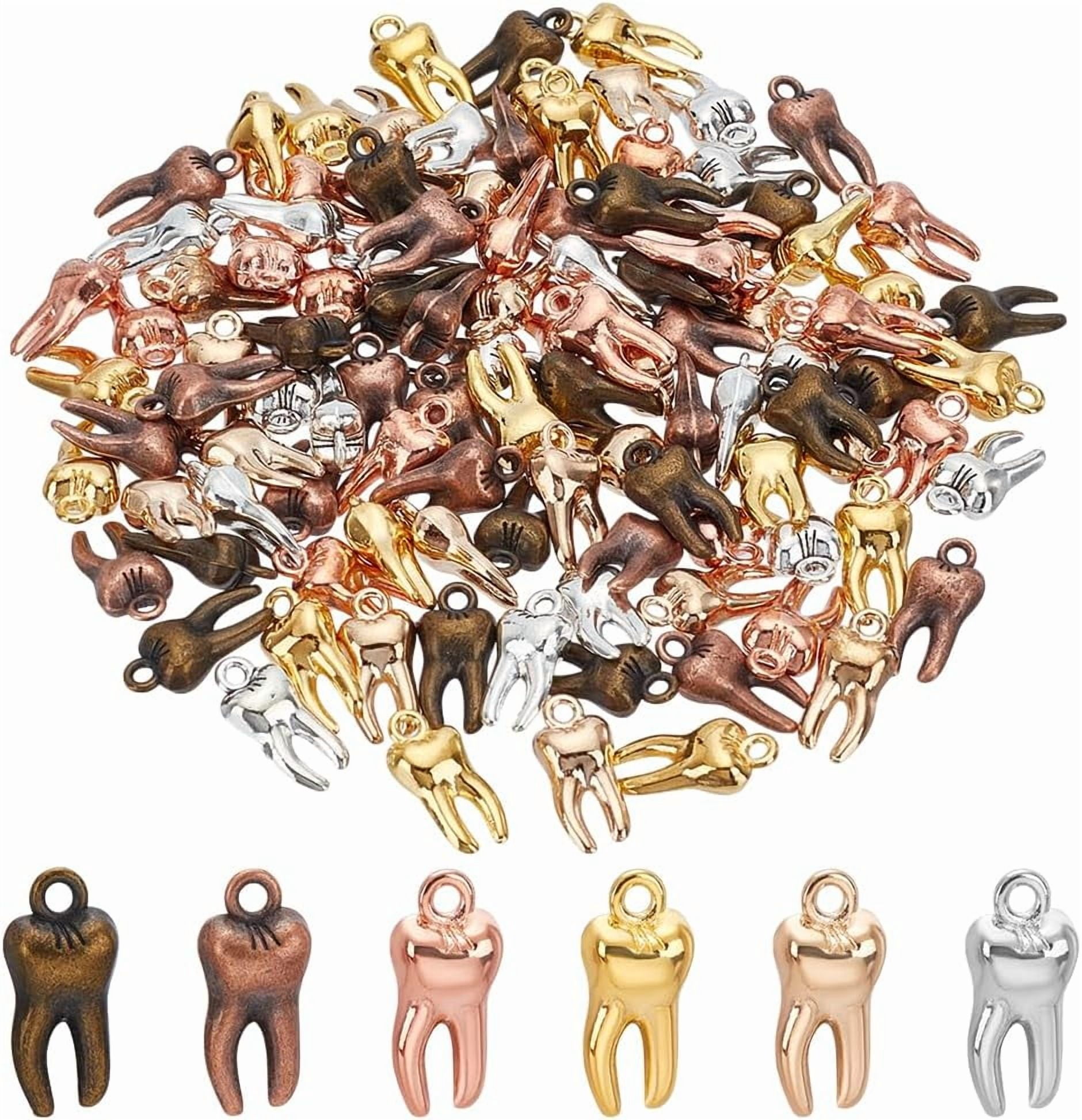 120pcs Tooth Pendant Charms 6 Colors Tooth Shaped Charms Alloy Heathy ...