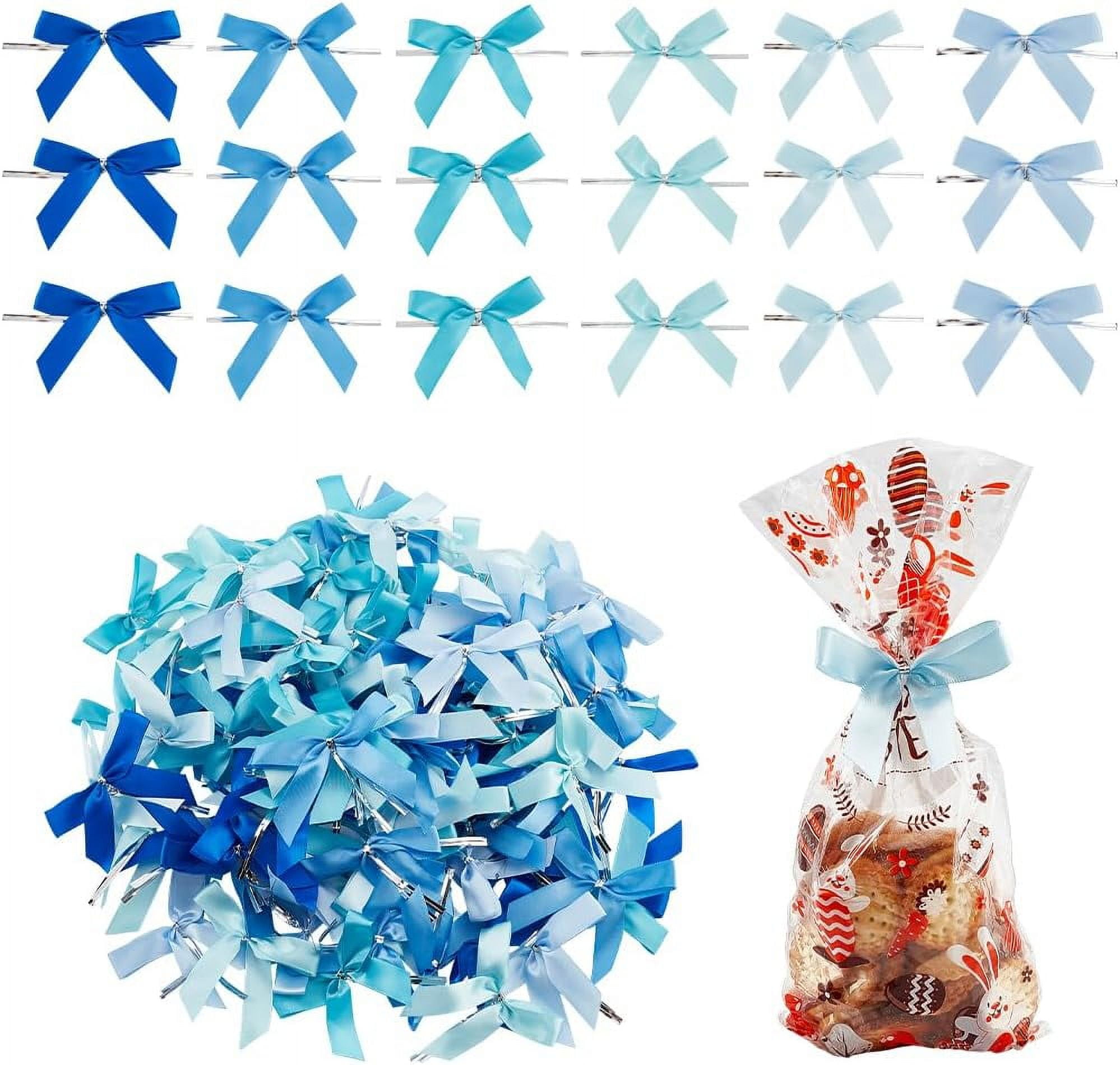 120pcs Twist Tie Bow 2.3 Inch Ribbon Bows 6 Colors Blue Packaging Bows ...