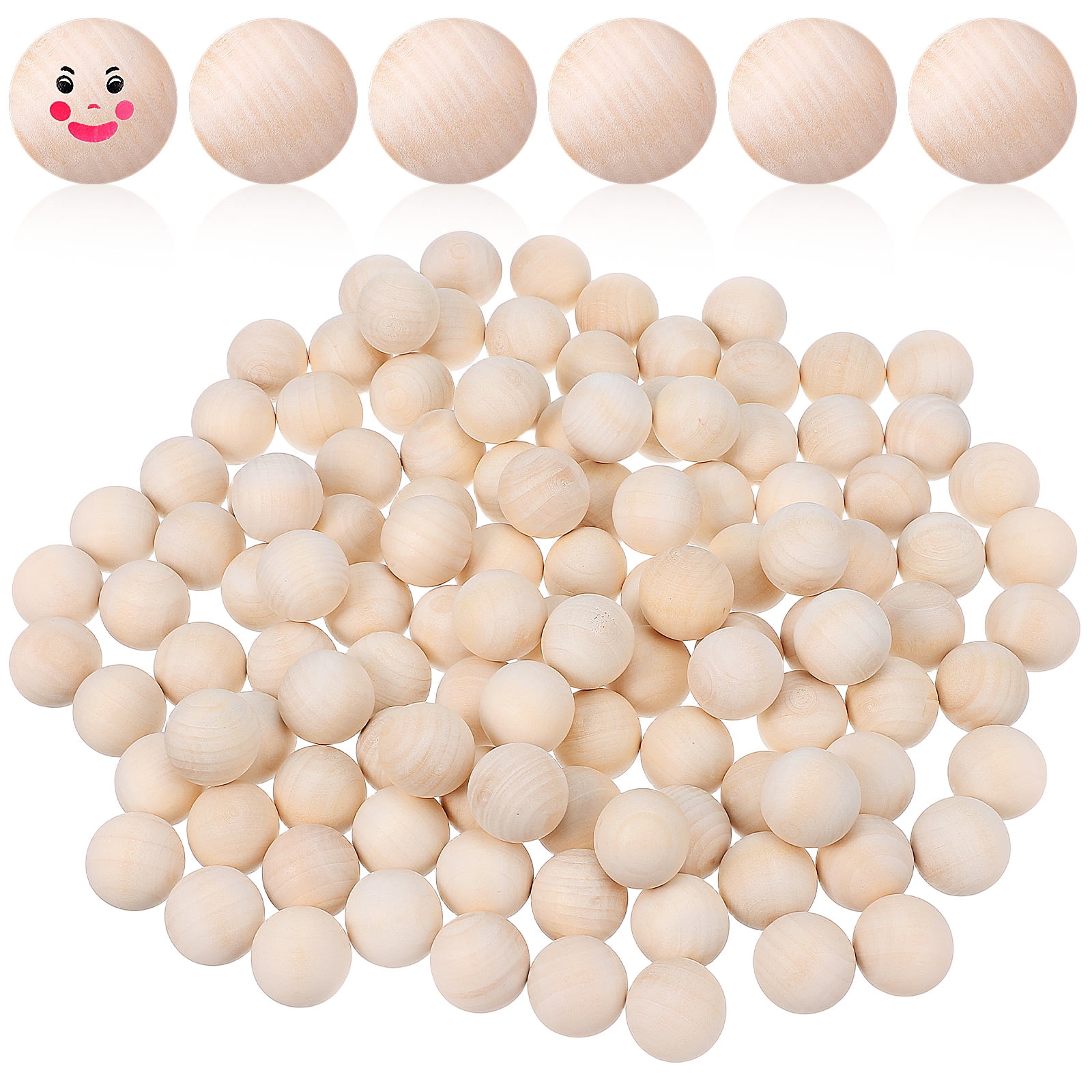 120pcs Unfinished Wood Balls Solid Wood Spheres No Hole Small Smooth ...