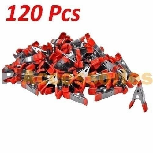 120x 2 inch Mini Metal Spring Clamps w/ Red Rubber Tips Tool LOT of 120 ...