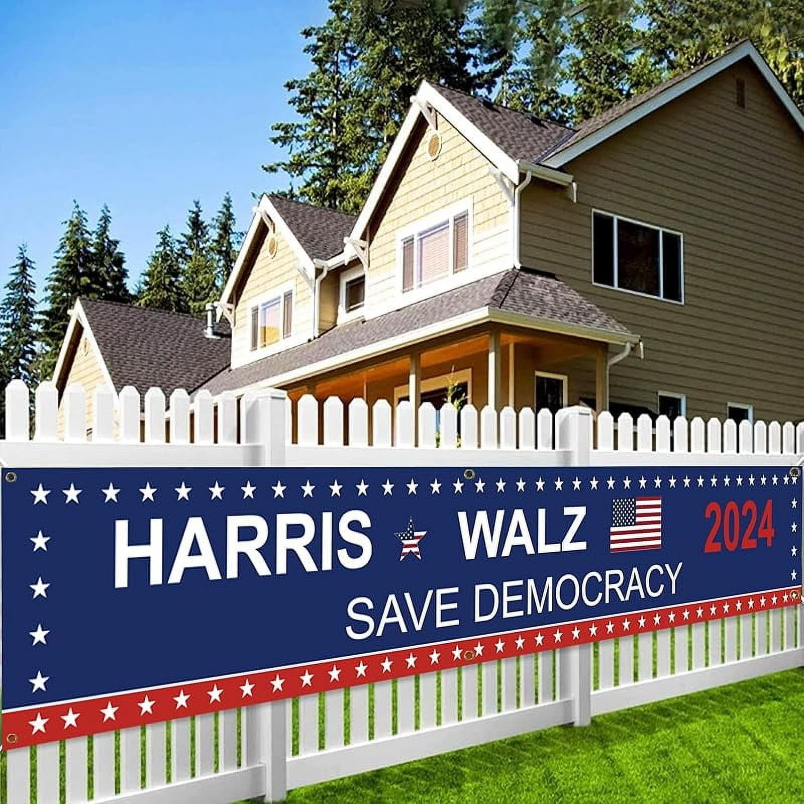 120x20 Inch Yard Sign Flag Kamala Harris Tim Waltz 2024 Banner Harris ...