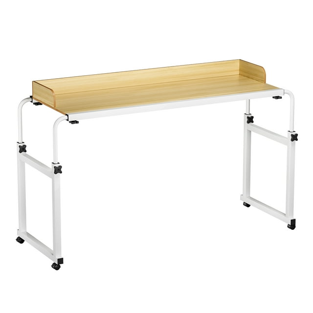 120x40CM 140x50CM Height Adjustable Overbed Table with Wheels, Rolling Over-the-Bed Laptop Desk ...
