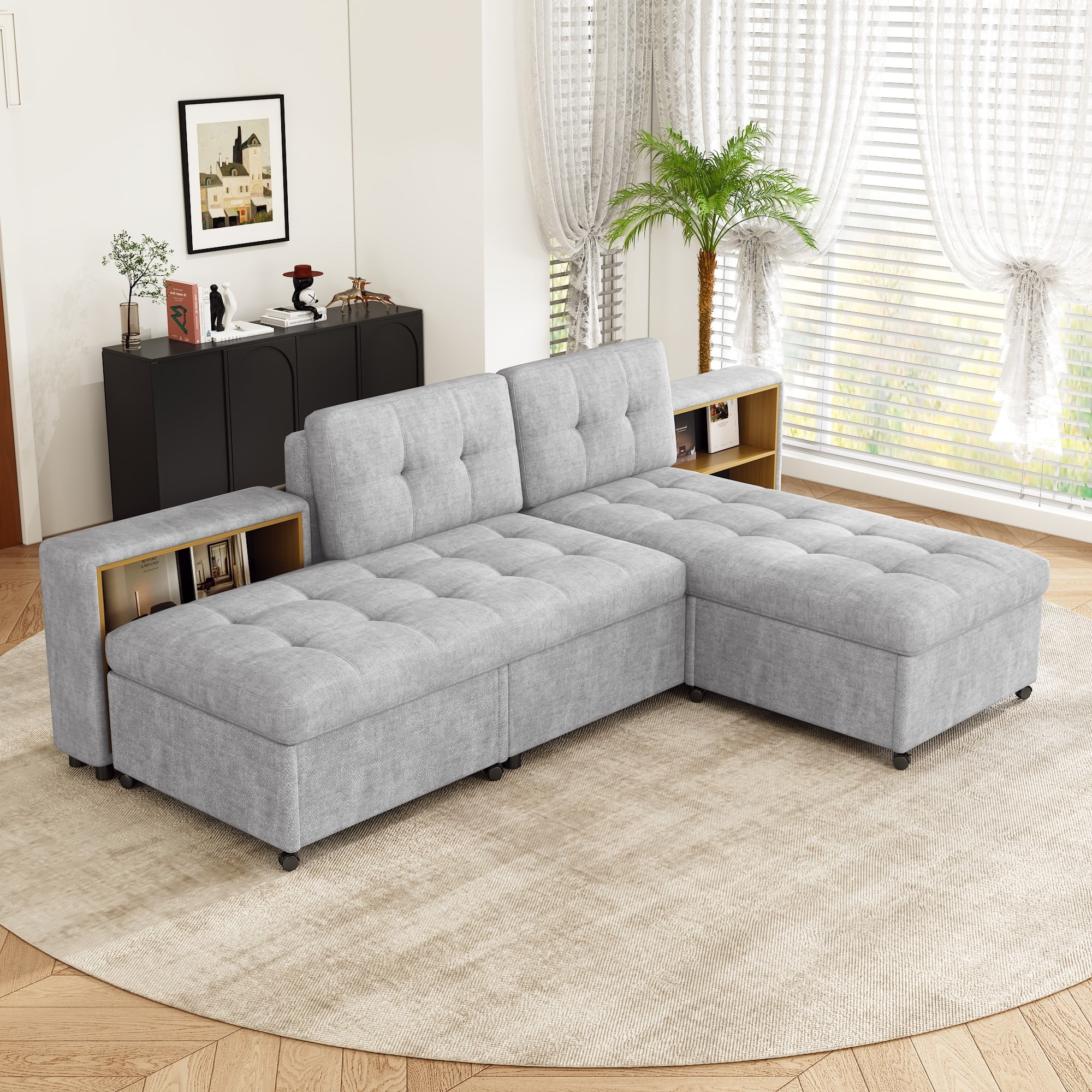 121.2" Versatile Sofa Bed Modular Sofa Free-combined Sofa with Two ...