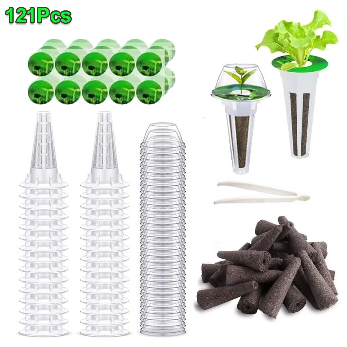 121 Pcs Hydroponic Garden Accessories Seed Pod Kit W/30 Grow Sponges ...