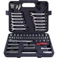 121 Piece Mechanic Tool Set, 1/4 & 3/8 Inch Drive SAE & Metric Socket ...
